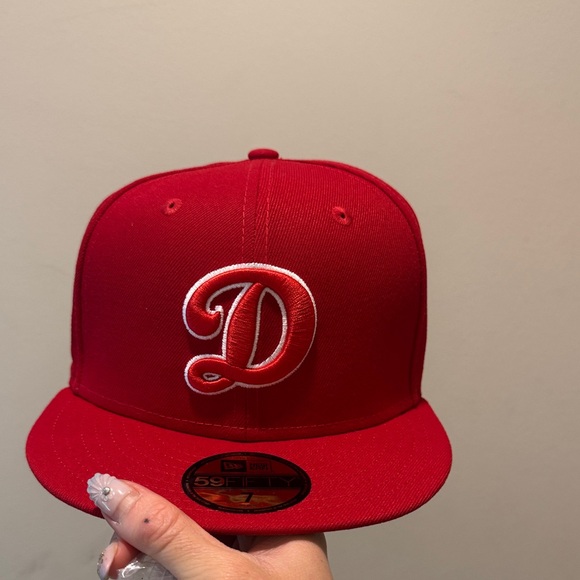 New Era | Accessories | New Era Red 59fifty Cap With White Embroidered ...